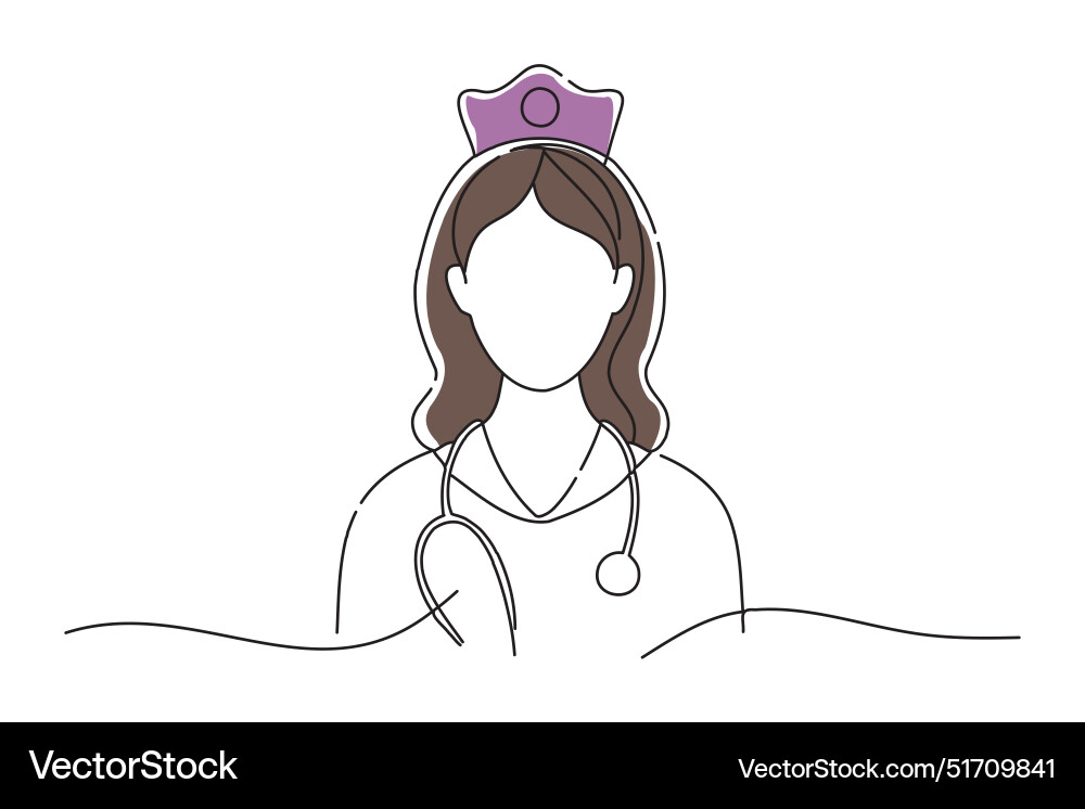 Nurse doodle continuous line art Royalty Free Vector Image