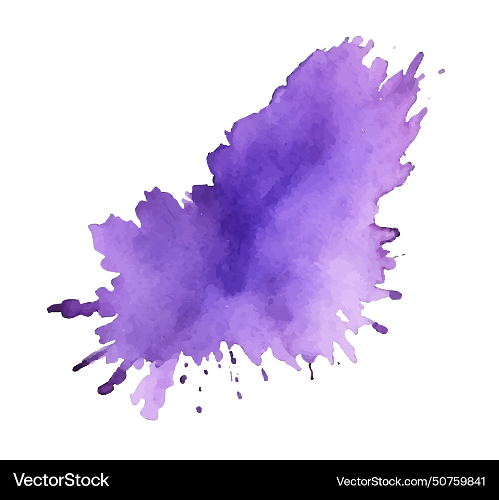Purple ink watercolor splash paint blob Royalty Free Vector