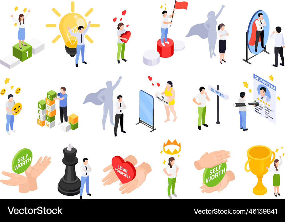 Self esteem improvement icons Royalty Free Vector Image