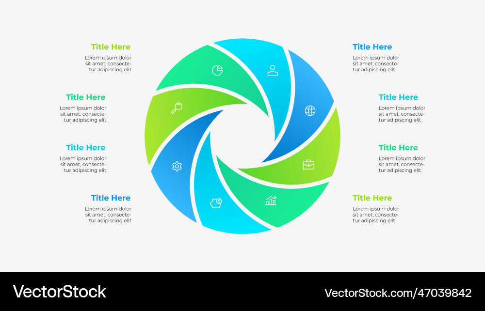 Circle diagram divided into 8 segments template Vector Image