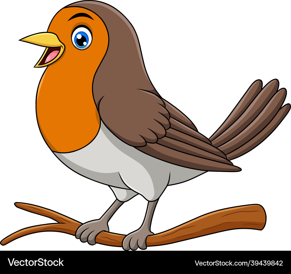 Cute robin bird cartoon Royalty Free Vector Image