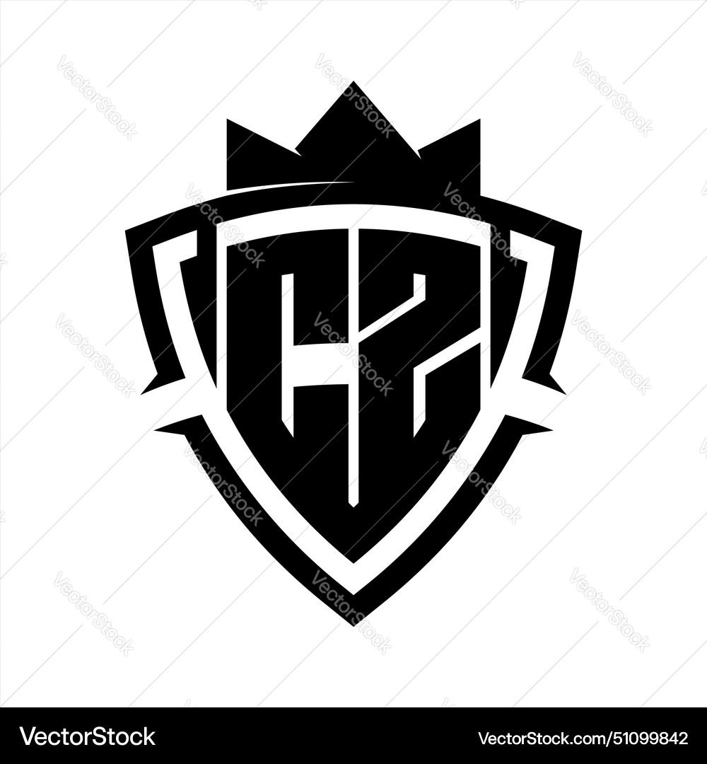 Cz letter bold monogram triangle curve shield Vector Image