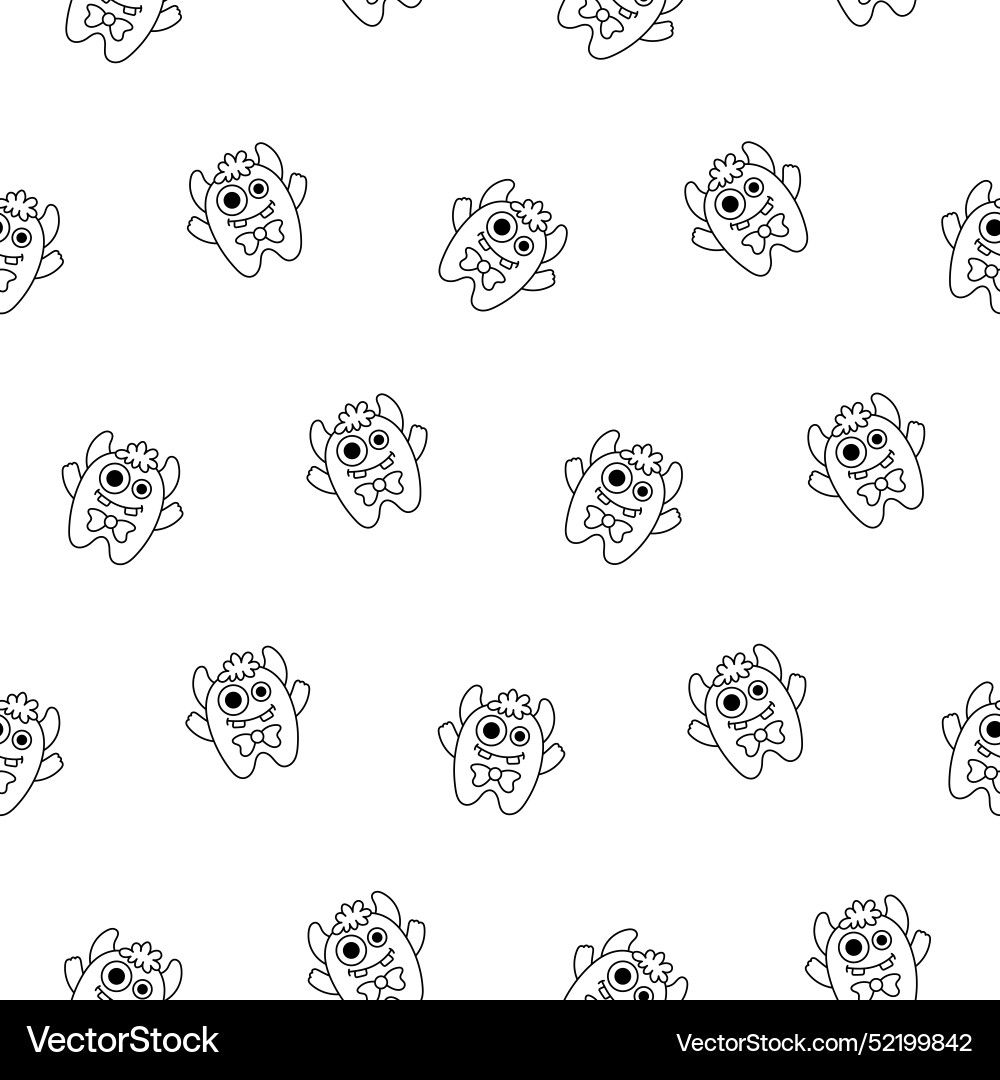 Kids monster seamless pattern coloring page Vector Image