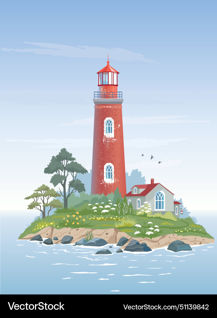 Lighthouse island Royalty Free Vector Image - VectorStock