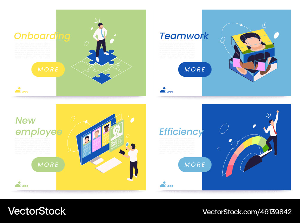 Onboarding isometric banners set Royalty Free Vector Image