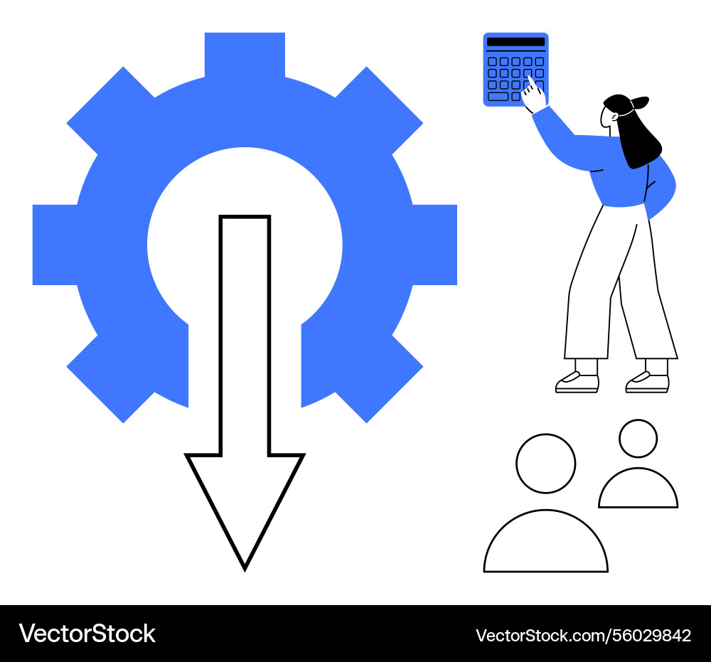 Process optimization with gear arrow down and Vector Image