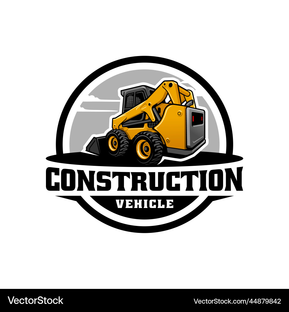 Skid steer construction vehicle logo Royalty Free Vector