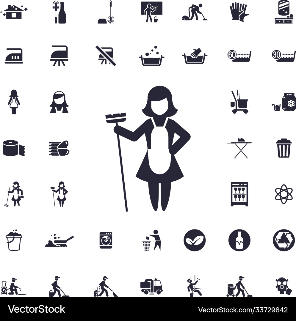 Sweeping maid icon Royalty Free Vector Image - VectorStock