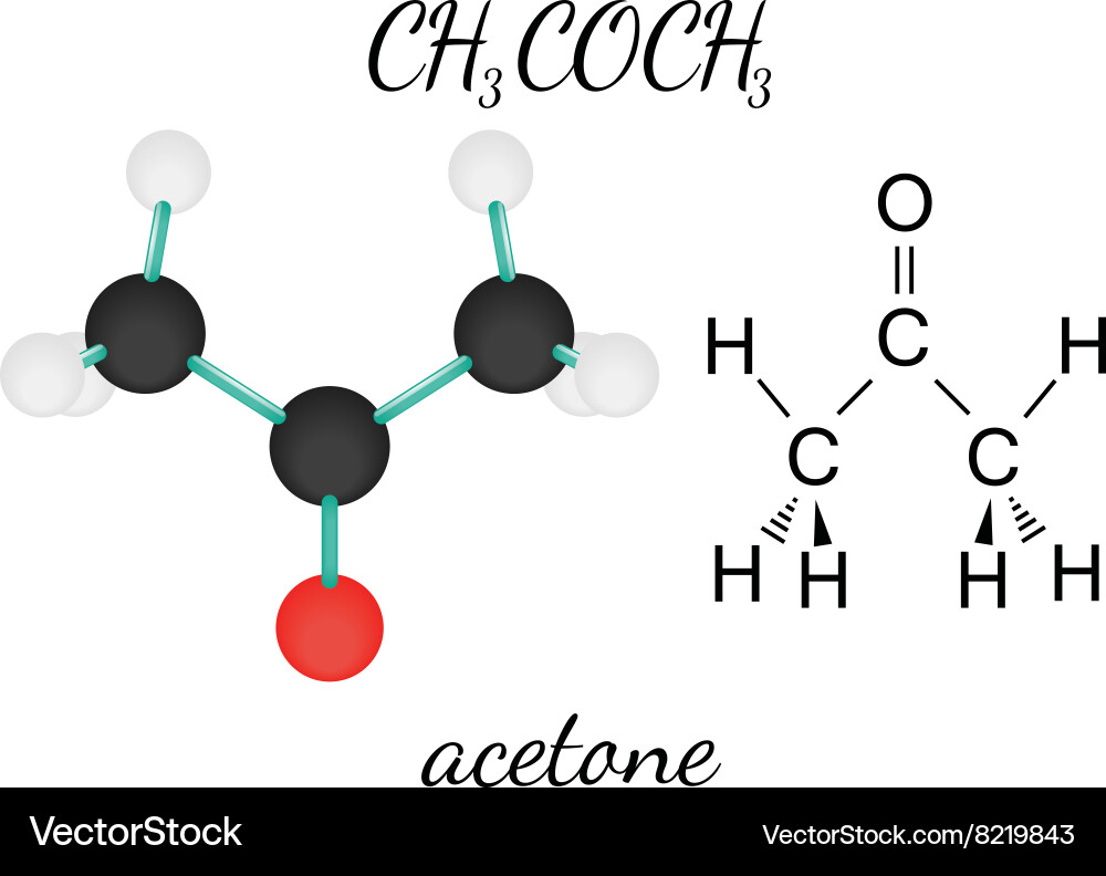 Ch3coch3 acetone molecule Royalty Free Vector Image