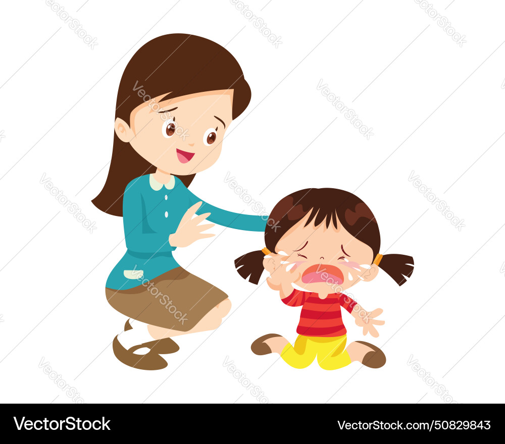 Comforting sad children with parent Royalty Free Vector