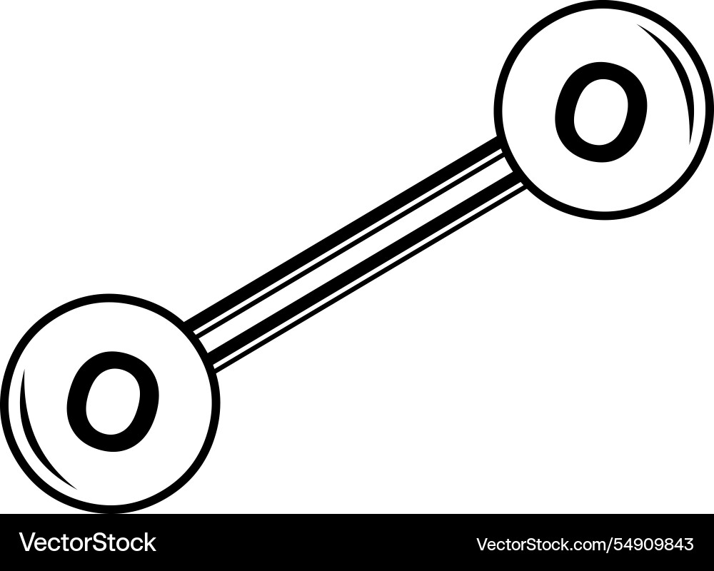 Drawing black and white oxygen molecule Royalty Free Vector