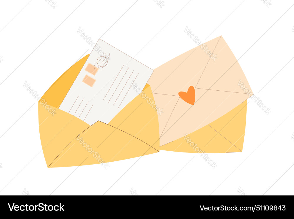 Greeting cards in envelope isolated on white Vector Image