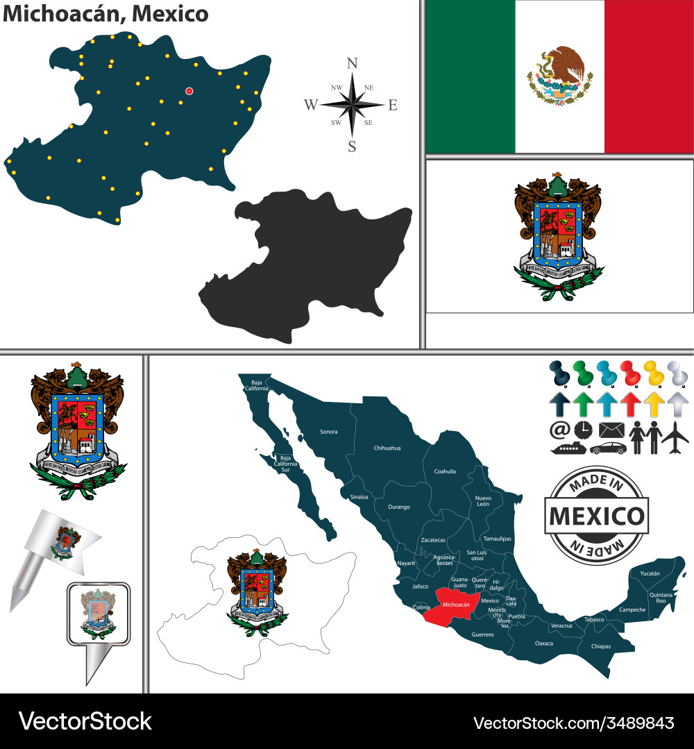 Map of michigan Royalty Free Vector Image - VectorStock