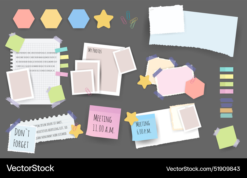 Paper notes stickers set of different note Vector Image