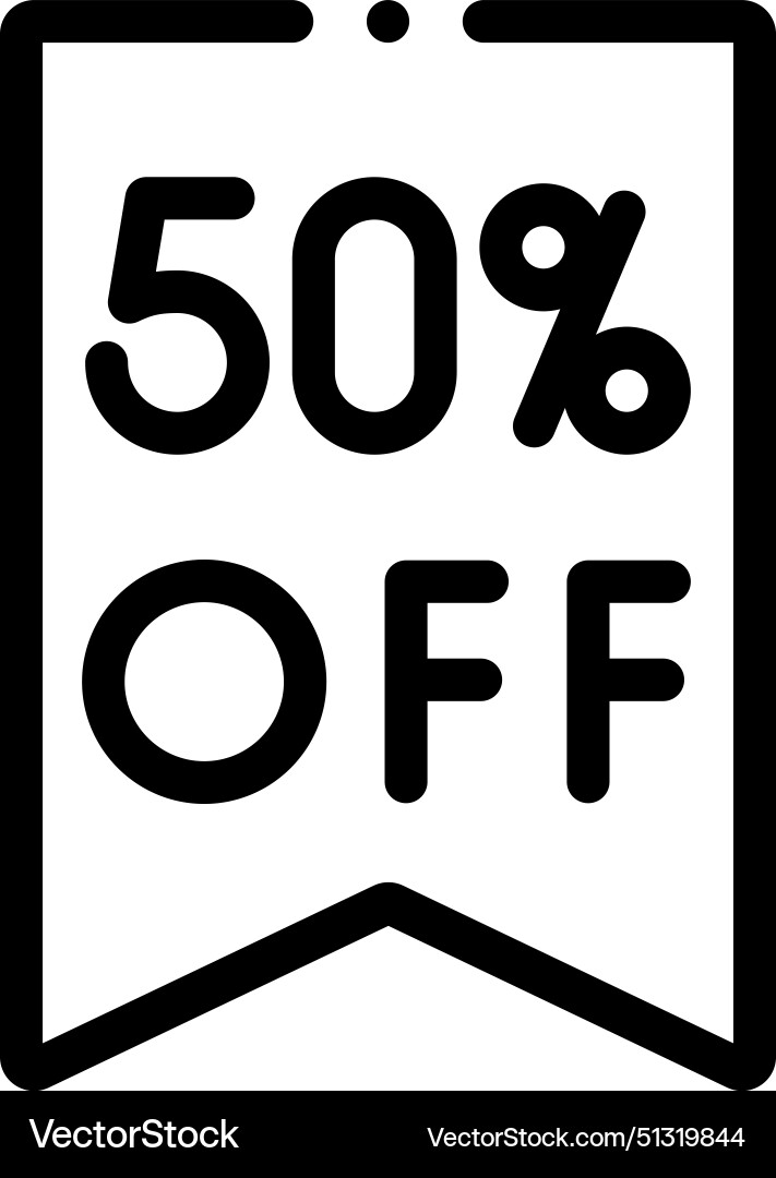 50 percent icon thin linear style design isolated Vector Image