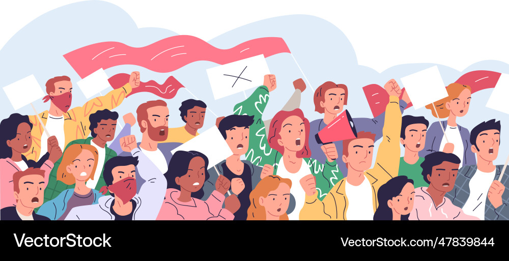 Angry Protest Crowd Rally Royalty Free Vector Image