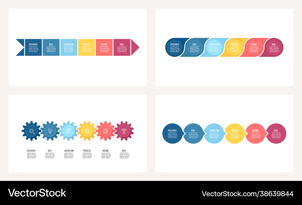 Business process timeline infographics with 6 Vector Image