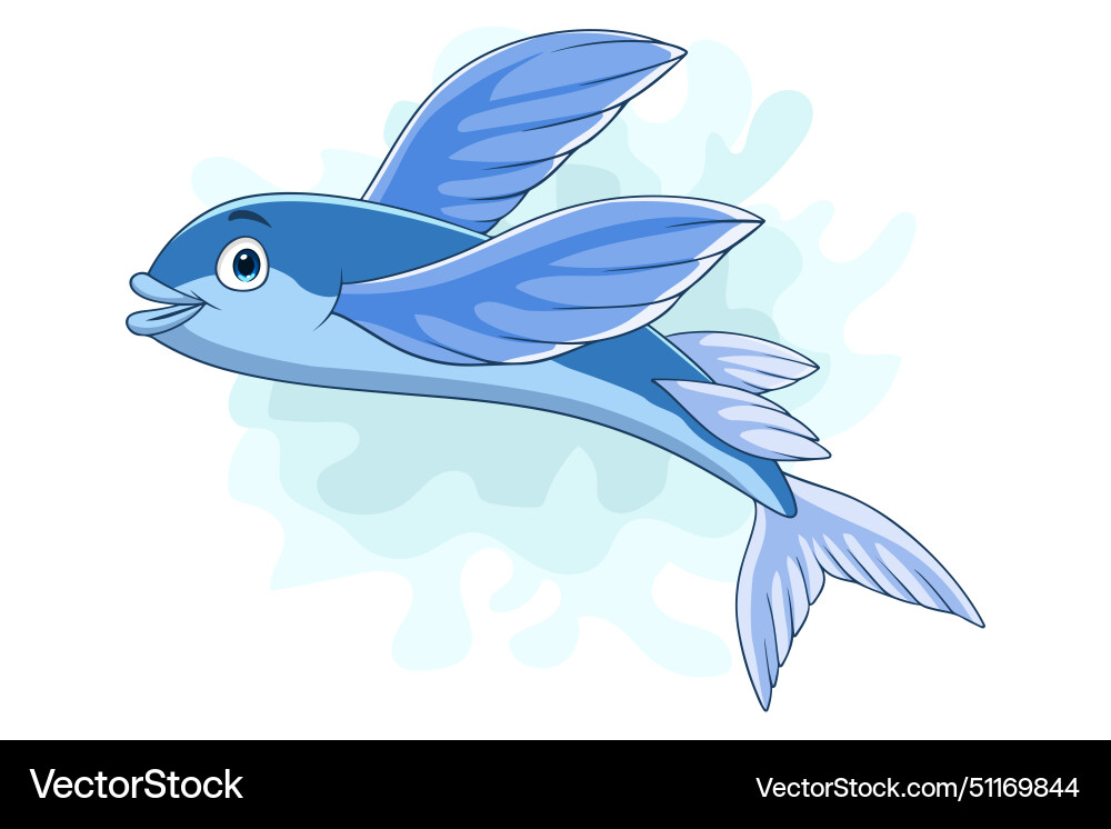 Cartoon flying fish on white background Royalty Free Vector