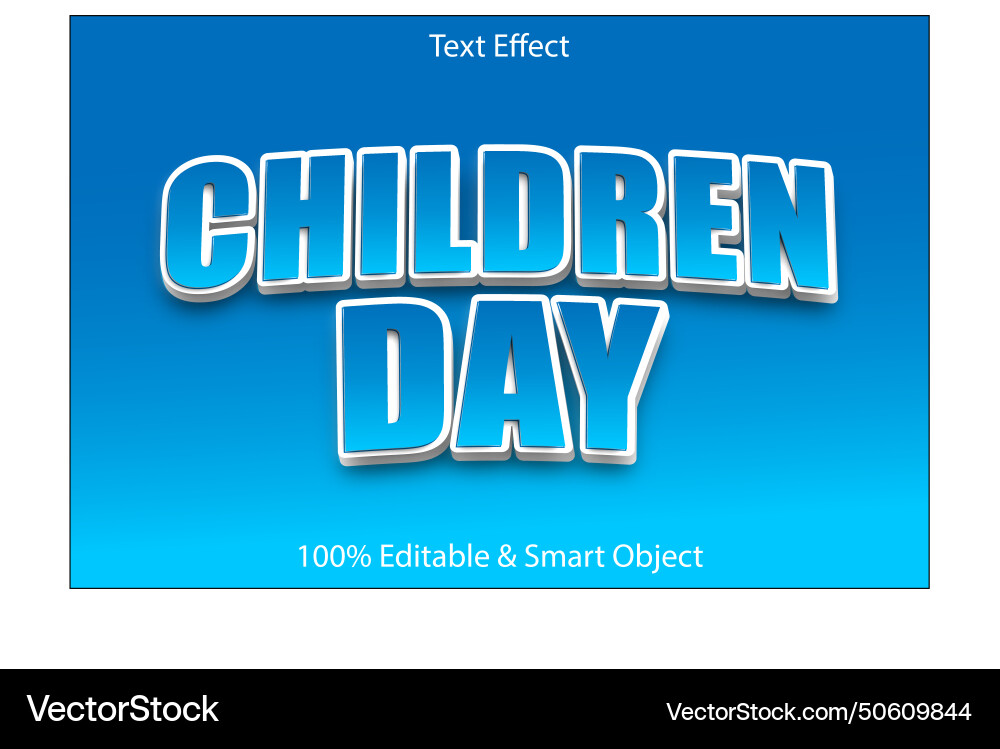 Children day editable text effect 3 dimension Vector Image