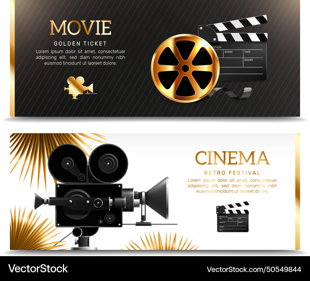 Cinema movie horizontal banners Royalty Free Vector Image