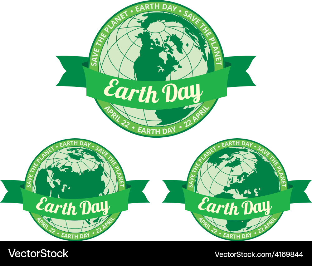 Earth day badget - save the planet Royalty Free Vector Image