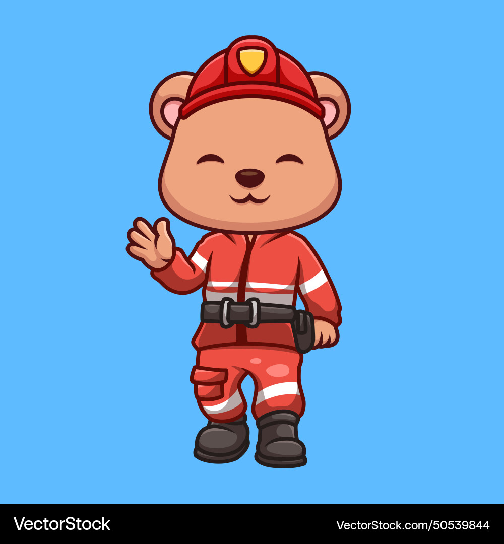 Firefighter bear cute cartoon character Royalty Free Vector