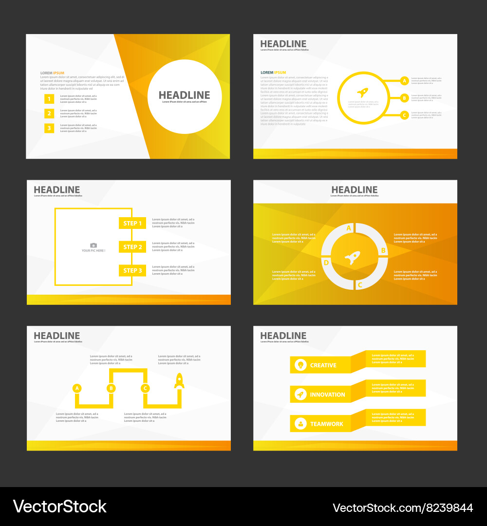 Gold Presentation Templates & Elements Vector Image