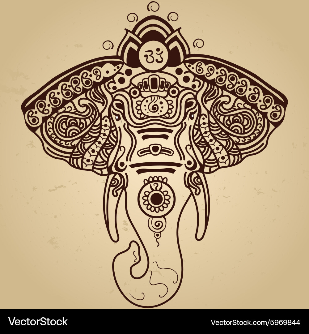 Indian Mehndi Elephant Pattern Royalty Free Vector Image