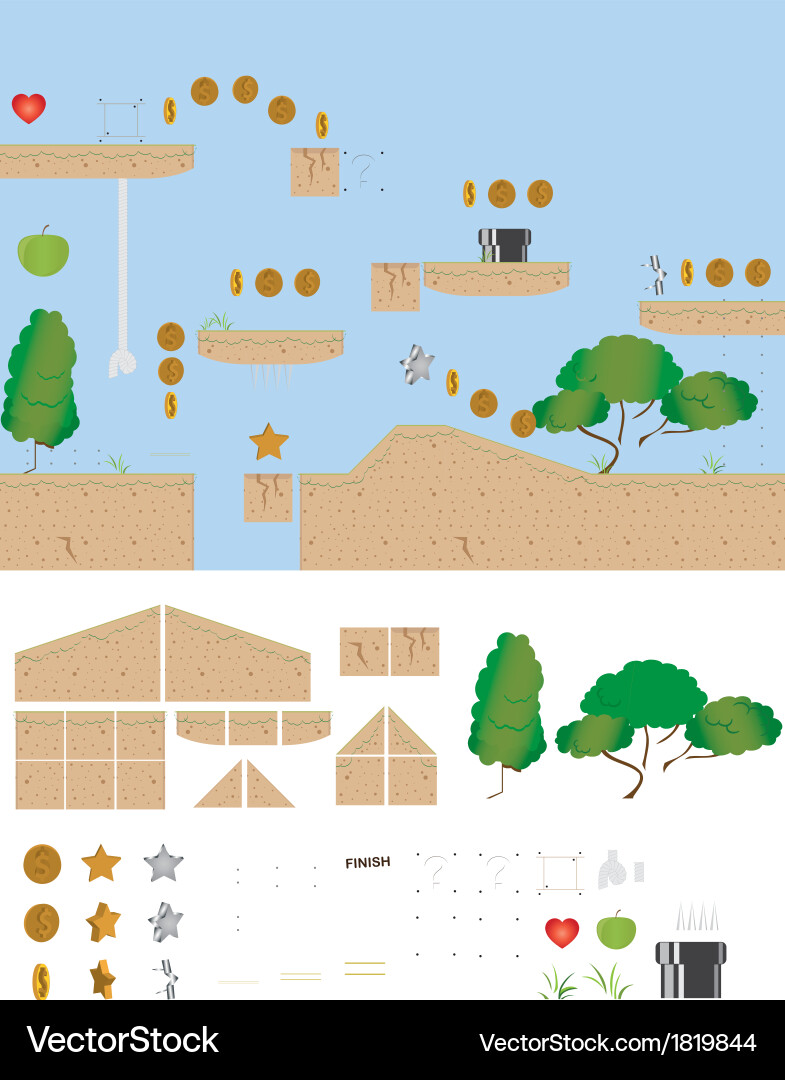 Platform Game Adventure Scene Royalty Free Vector Image