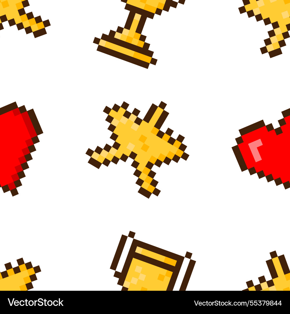 Seamless pattern with 8-bit game icons Royalty Free Vector