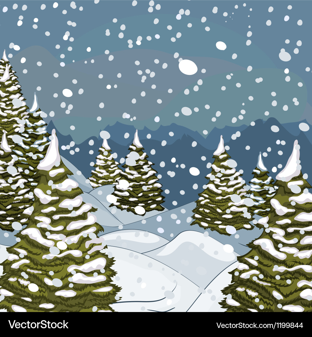 Snowy Winter Forest Landscape Royalty Free Vector Image