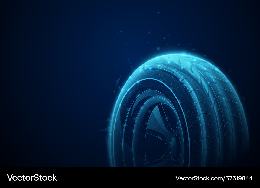Technology car tire background low poly geometric Vector Image