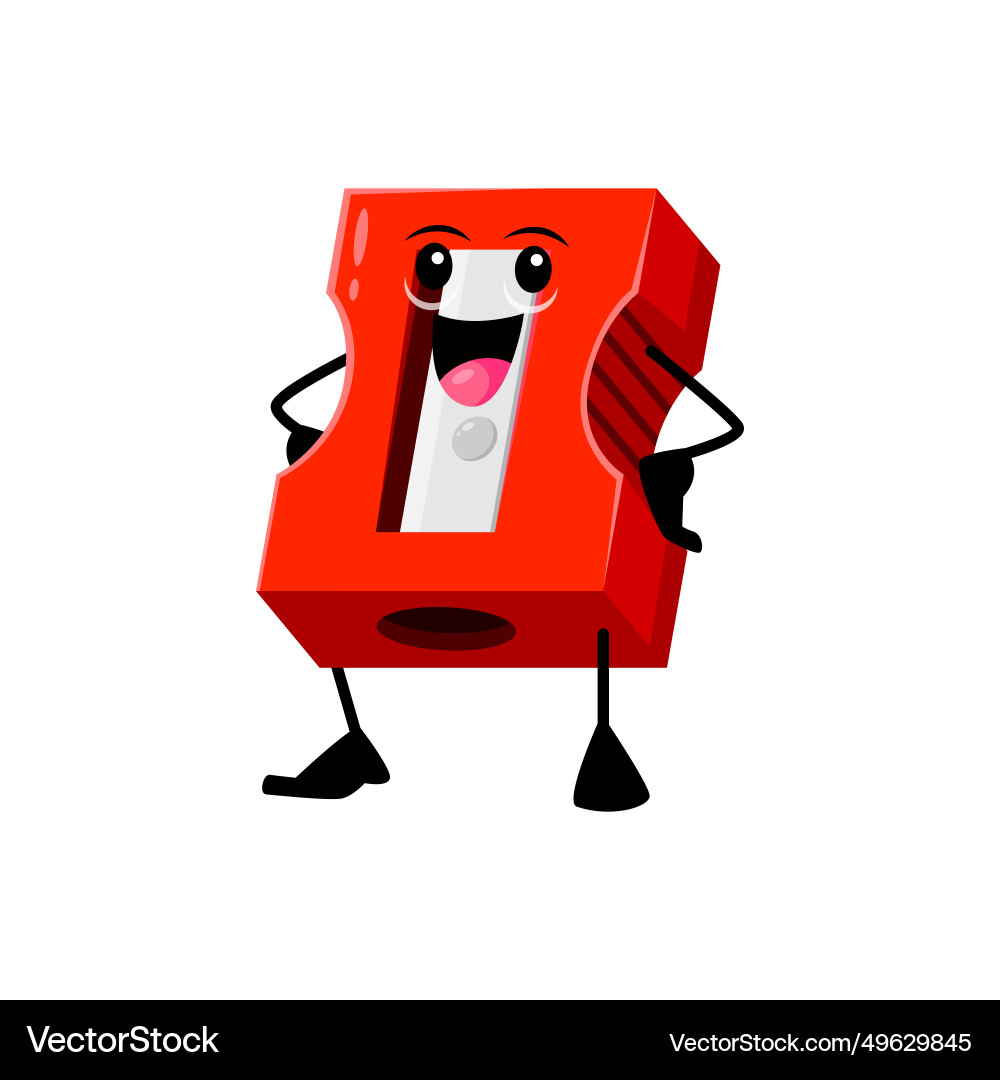 Cartoon cheerful pencil sharpener funny character Vector Image
