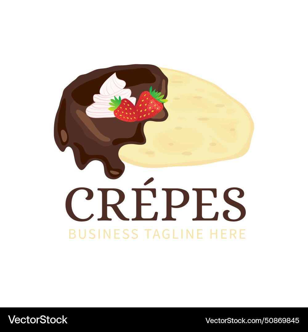 Crepes or pancakes logo with chocolate cream Vector Image