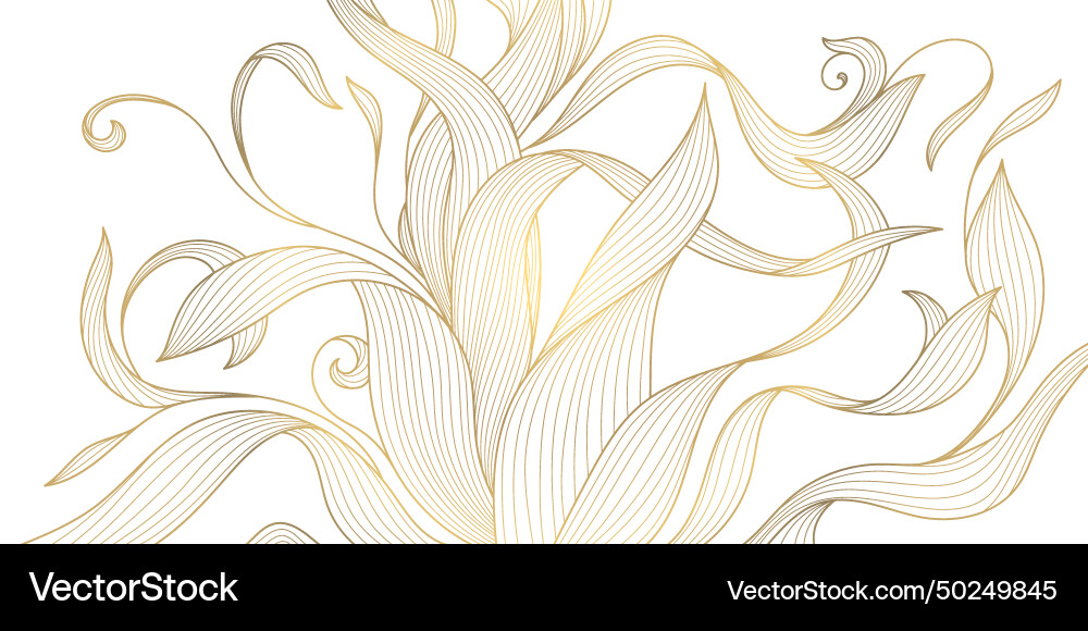 Gold leaf background pattern floral Royalty Free Vector