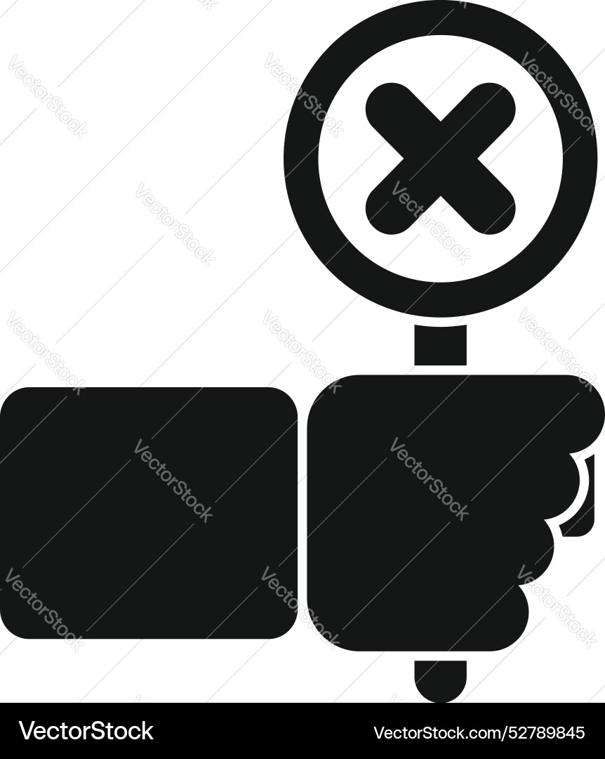 Hand holding sign with cross mark showing Vector Image