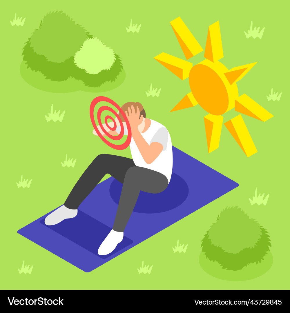 Heat stroke isometric composition Royalty Free Vector Image