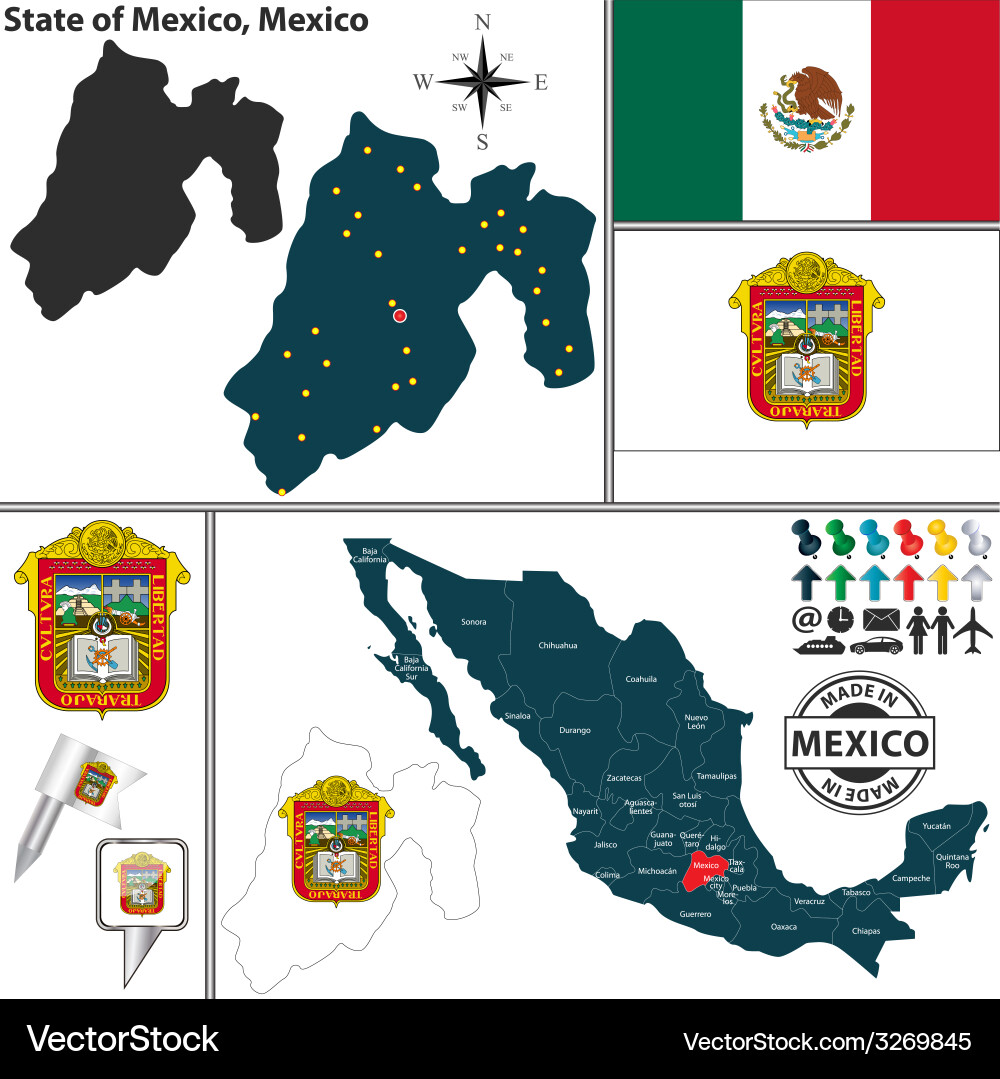 Map of mexico Royalty Free Vector Image - VectorStock
