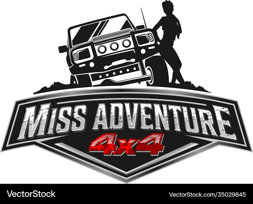 Miss adventure off road logo design Royalty Free Vector