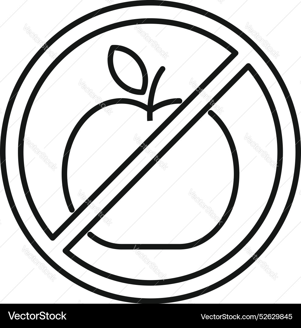 No apple sign representing forbidden fruit Vector Image