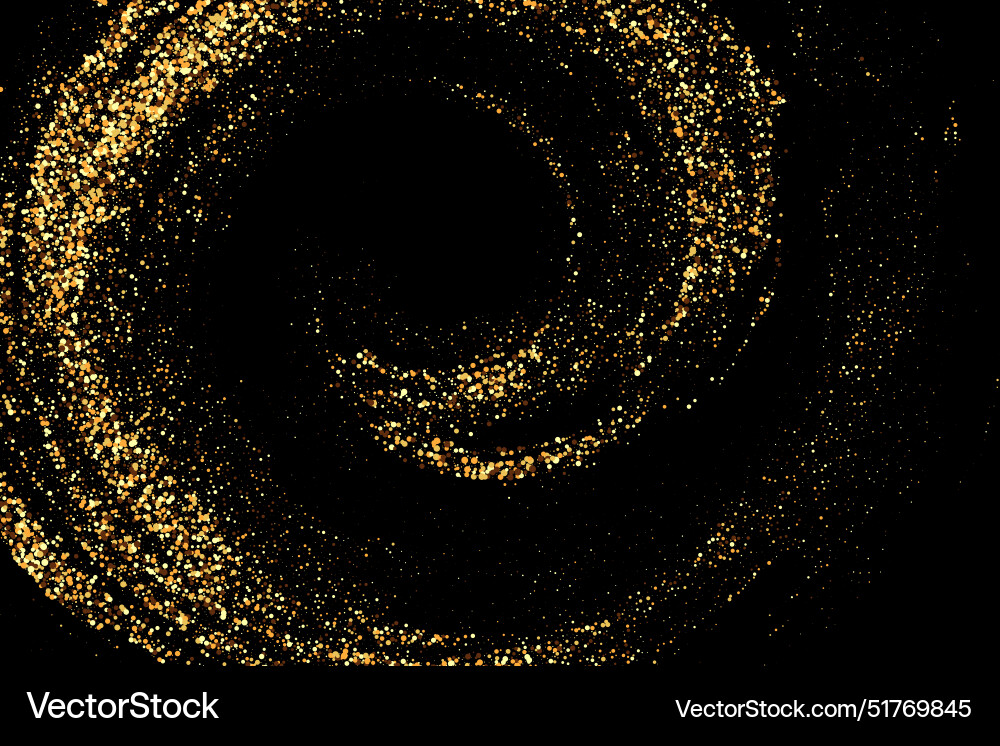 Scattered gold particles on a black background Vector Image