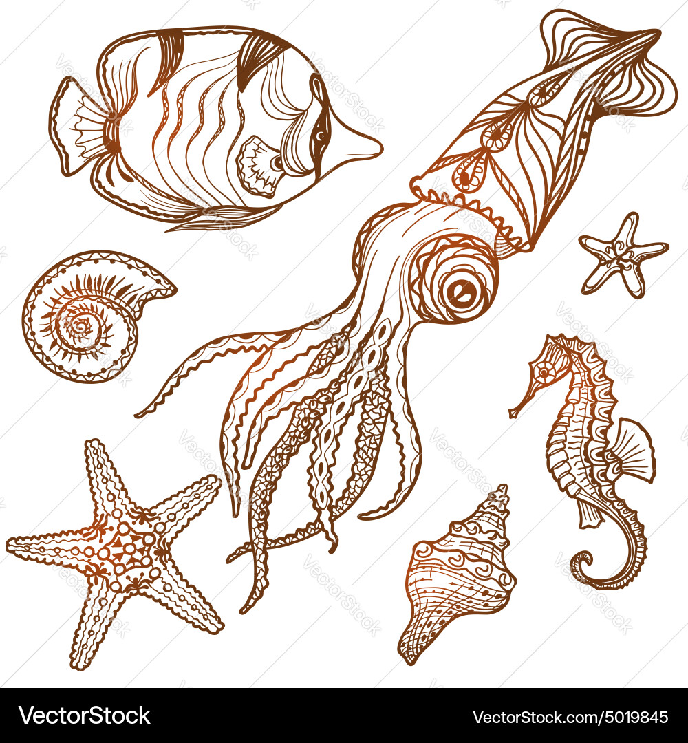 Sea set Royalty Free Vector Image - VectorStock