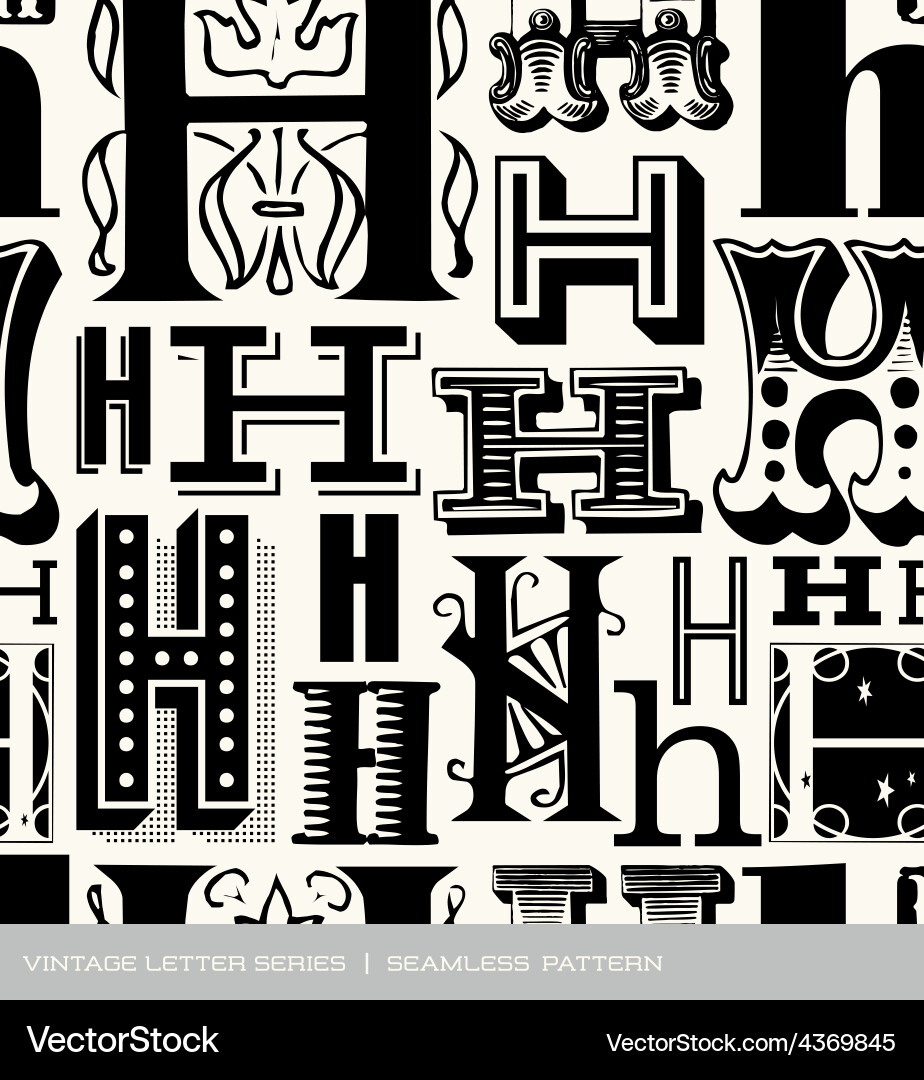Seamless vintage pattern letter h Royalty Free Vector Image