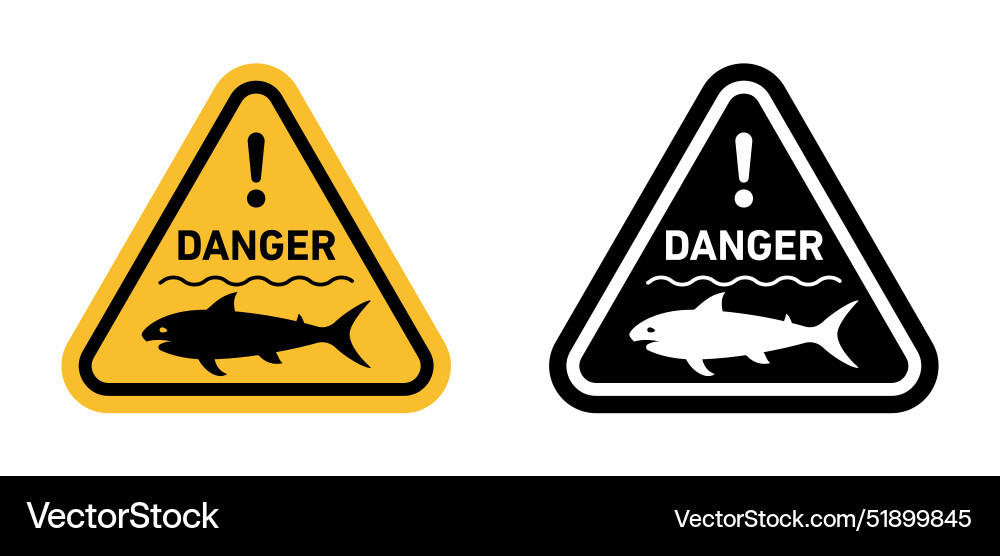 Shark hazard warning indicating dangerous marine Vector Image