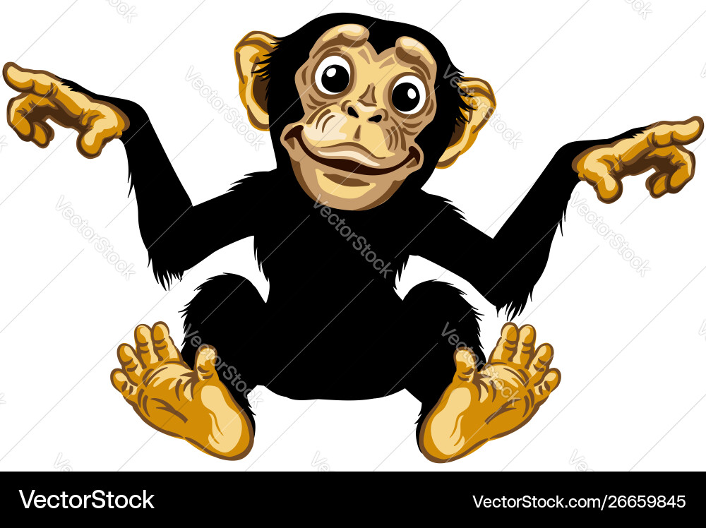 Smiling cartoon chimpanzee Royalty Free Vector Image