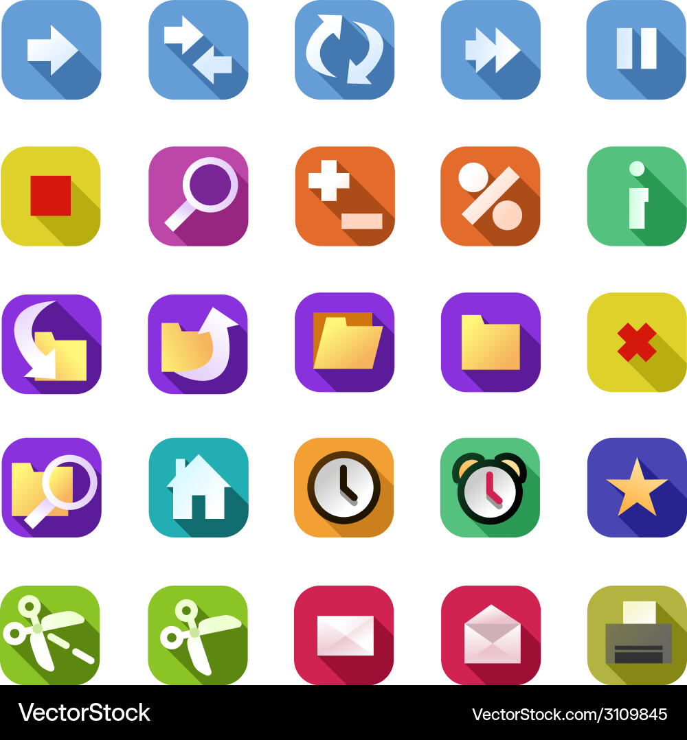 Stylish Flat Shadow Icons Royalty Free Vector Image
