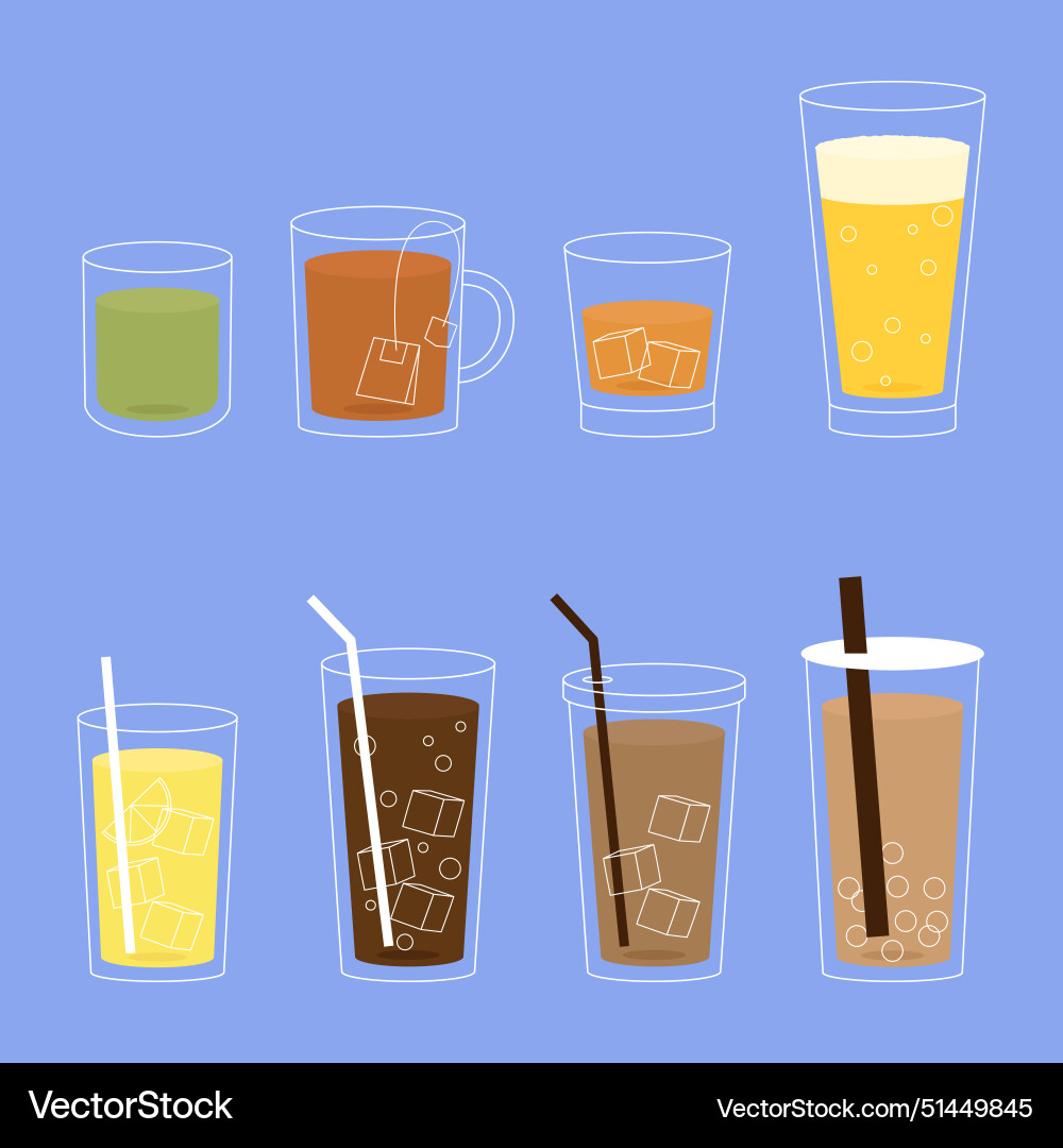 Various drinks set Royalty Free Vector Image - VectorStock