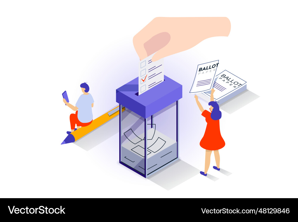 Election and voting concept in 3d isometric design