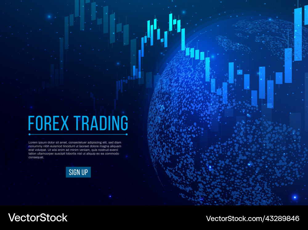 Forex trading banner candle stock graph chart Vector Image