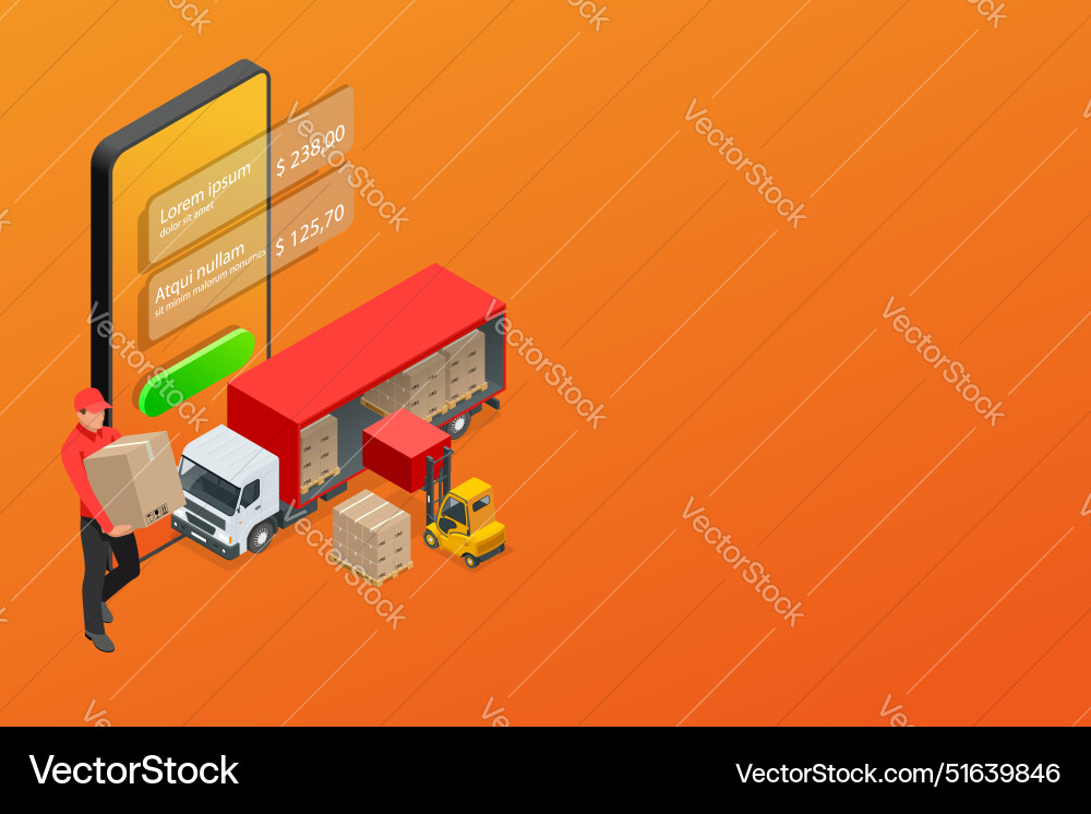 Isometric logistics and delivery free shipping Vector Image